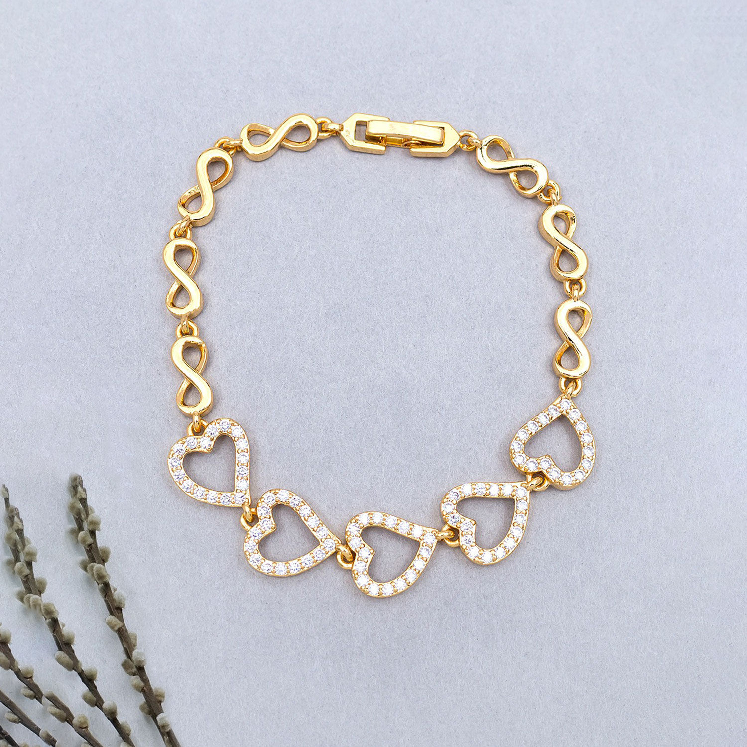 Online Beautiful Heart Shape Gold-Toned Bracelet Gift Delivery in UAE - FNP